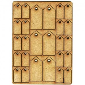 Sheet of Mini MDF Tags - Pointed Top